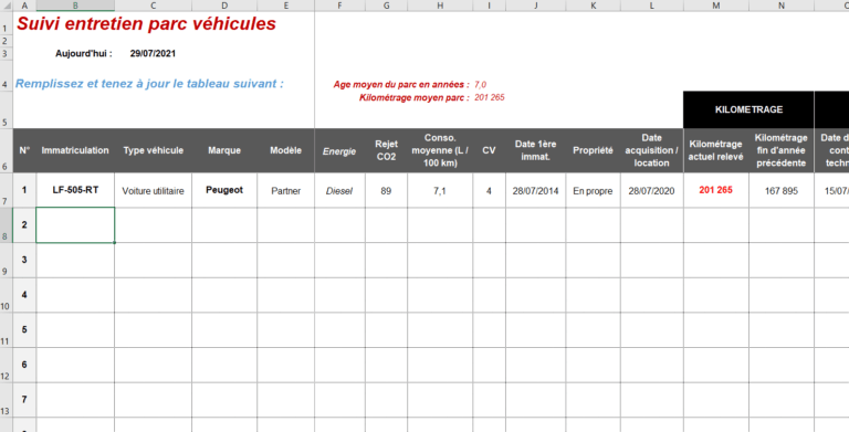 Suivi entretien parc automobile : tableau Excel GRATUIT Suivi entretien parc automobile : tableau Excel GRATUIT